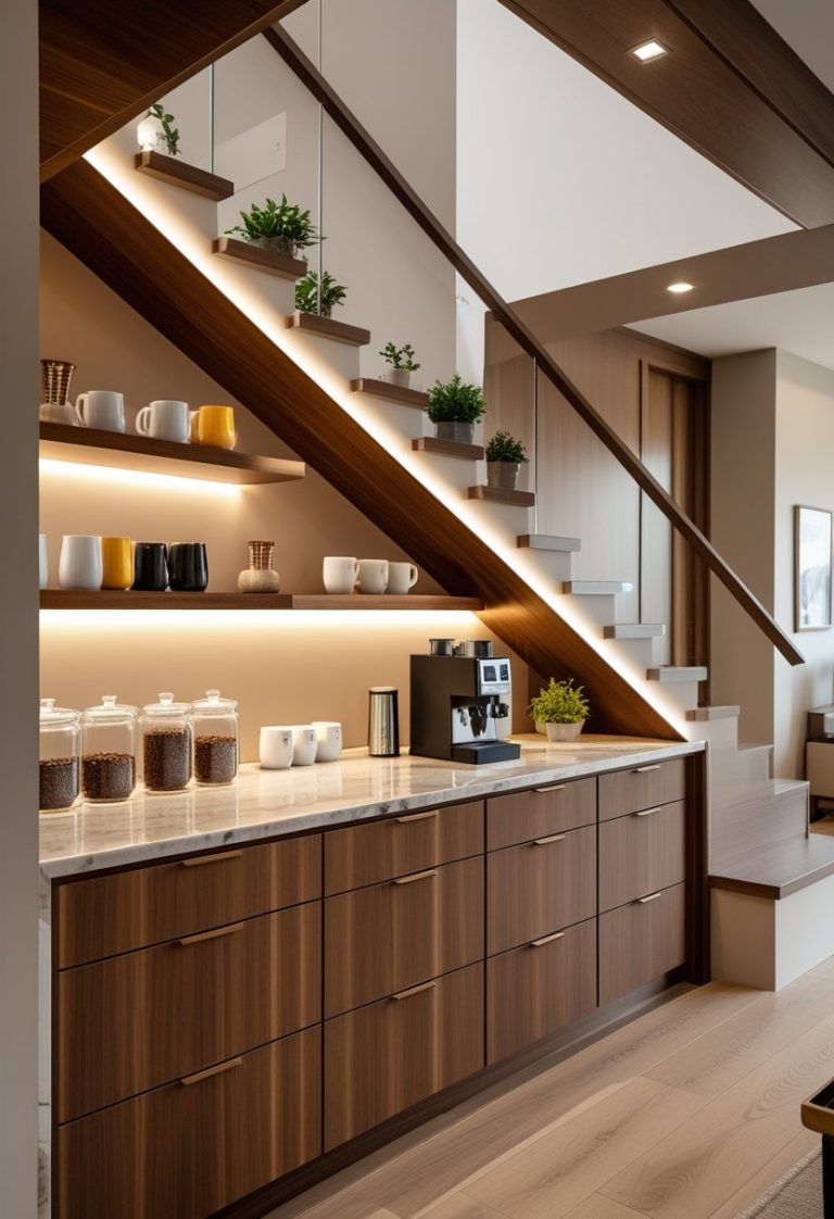 Elegant Under-Stair Coffee Bar with Smart Storage - Idea Dash