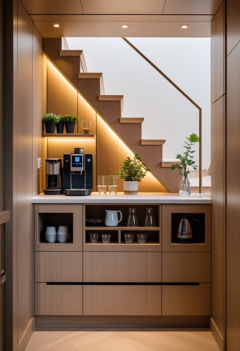 Elegant Under-Stair Coffee Bar with Smart Storage - Idea Dash