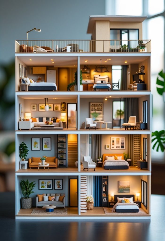 Cozy Multi-Level Apartment with Modern Urban Night Views - Idea Dash