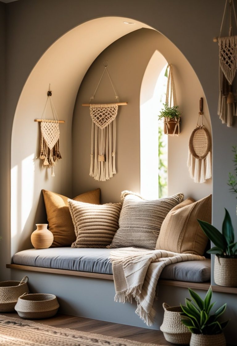 Cozy Boho Reading Nook with Arched Wall & Natural Light - Idea Dash